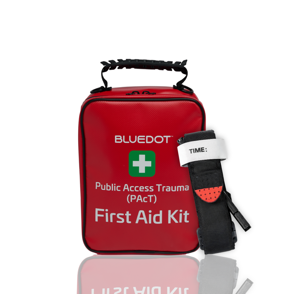 Blue Dot Public Access Trauma (PAcT) First Aid Kit in Red Bag
